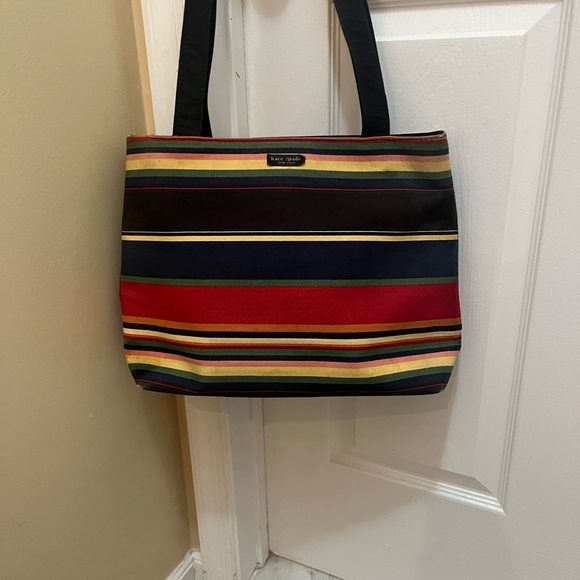 kate spade | Bags | Vintage Kate Spade Rainbow Striped Tote In Red ...